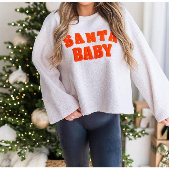 BiBi | Sweaters | New Bibi Santa Baby Sherpa Pullover In Ivory | Poshmark